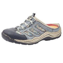 Rieker Damen Clog , Keilabsatz, Sommerschuh, Schlappen zum Schlupfen blau 41