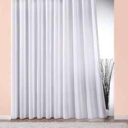 Weckbrodt-Gardinen Gardine &raquo;Athen&laquo; Smokband 1 Stk. tlg. Webgardine, halbtransparent, mit Glanzeffektstreifen, Beschwerungsband wei&szlig; Polyester 175cm, Smokband, 375cm