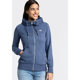 Ragwear Damen Kapuzensweatjacke &raquo;NESKIA ZIP A O&laquo; mit Kordelzug und Logo am &Auml;rmel blau M