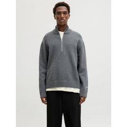Jack & Jones Jack & Jones Herren Troyer &raquo;JORNORREBRO KNIT HALF ZIP SN&laquo; grau M