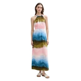 Tom Tailor Denim Damen Tom Tailor Denim Neckholderkleid Ohne Taschen Sommerkleid mit Knopfverschluss bunt L (40), N-Gr