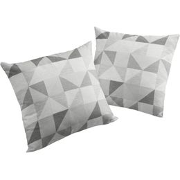 WIRTH Dekokissen &raquo;Berlare&laquo; Kissenh&uuml;lle ohne F&uuml;llung, 2 St&uuml;ck grau Baumwolle, Polyester B/L: 40cm x 40cm, 2 Stk.