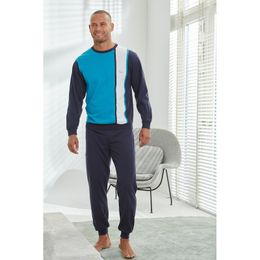 H.I.S. H.I.S Herren Pyjama &raquo;Schlafanzug f&uuml;r Herren&laquo; 1 St&uuml;ck, 2 tlg. Schlafanzug mit breitem Streifen blau 44/46 (S)