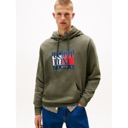 Tommy Jeans Herren Hoodie &raquo;TJM RWB FLAG&laquo;, Regular Fit, Sweatshirt, mehrfarbiger Print gr&uuml;n S