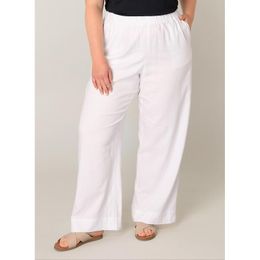 Base Level Curvy Damen Leinenhose &raquo;Yula&laquo; Gro&szlig;e Gr&ouml;&szlig;en wei&szlig; 46, N-Gr