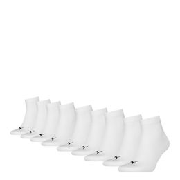 Puma Damen Puma Kurzsocken &raquo;Puma UNISEX QUARTER PLAIN 9P ECOM&laquo; 9 Paar tlg. Atmungsaktiv, feuchtigkeitsregulierend, Rippenb&uuml;ndchen wei&szlig; 39-42