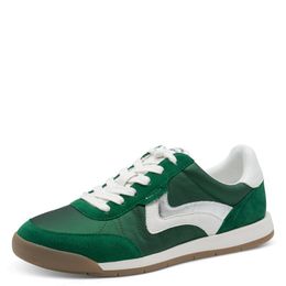 Tamaris Damen Sneaker , Freizeitschuh, Halbschuh, Schn&uuml;rschuh, weich gepolsterter Schaftrand gr&uuml;n 38