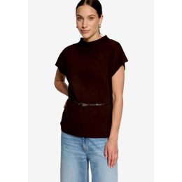 Zero Damen Kurzarmshirt Sommershirt mit G&uuml;rtel braun 40