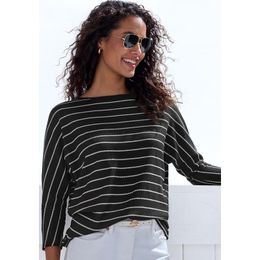 Vivance Damen 3/4-Arm-Shirt &raquo;mit modischer Streifenstruktur&laquo; aus luftiger Baumwoll-Viskose-Qualit&auml;t schwarz-wei&szlig; 40/42