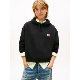 Tommy Jeans Damen Kapuzensweatshirt &raquo;TJW RLX SH WAVY FLAG HOODIE&laquo;, im Relaxed Fit, Baumwoll-Qualit&auml;t schwarz L (40)