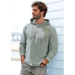 John Devin Herren Kapuzenshirt Langarmshirt bedruckt mit Kapuze aus strukturierter Baumwoll-Qualit&auml;t gr&uuml;n L