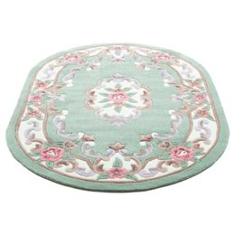 Theko Teppich &raquo;Ming&laquo; oval 14 mm H&ouml;he hochwertiges Acrylgarn, ideal im Wohnzimmer & Schlafzimmer gr&uuml;n Kunstfaser B : 120cm 1 Stk., 14mm, L: 170cm
