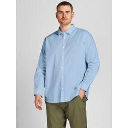 Jack & Jones PlusSize Jack & Jones Plussize Herren Jack & Jones PlusSize Langarmhemd &raquo;JJJOE SHIRT LS PLAIN PLS&laquo; Materialmix, normal geschnitten blau 5XL, N-Gr