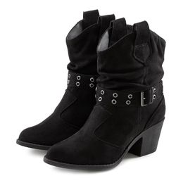 Lascana Damen Lascana Cowboy Stiefelette &raquo;Sommerstiefelette&laquo; Cowboy Boots, Western Stiefelette, Ankleboots VEGAN schwarz 38
