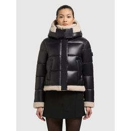 Khujo Damen Khujo Steppjacke &raquo;NESSIE2&laquo; mit Kapuze aus Nylon und Polyester, h&uuml;ftlange Passform, mit abnehmbarer Kapuze schwarz XXL (44)