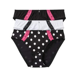 bonprix Damen bonprix Slip &raquo;Slip Baumwolle (3er Pack)&laquo; Packung, 3 Stk. mit elastischen N&auml;hten, aus hautfreundlicher Baumwolle, im 3er Pack schwarz 56/
