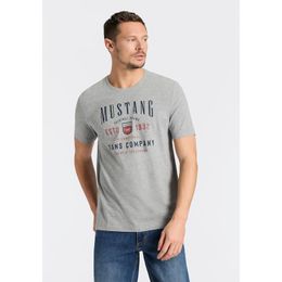 Mustang Herren Mustang Kurzarmshirt &raquo;Alex Logoprint&laquo; Kurzarm, normale Passform grau M