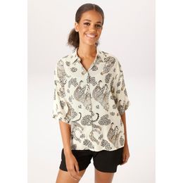 Aniston Casual Damen Aniston CASUAL Hemdbluse mit dekorativen Leoparden bedruckt 38