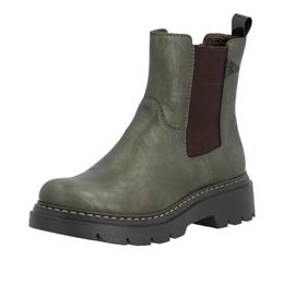Rieker Damen Chelseaboots Schlupfboots, Stiefelette, Ankleboots mit seitlichem Stretcheinsatz gr&uuml;n 40