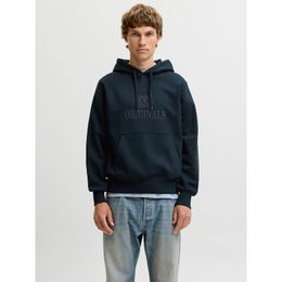 Jack & Jones Jack & Jones Herren Kapuzensweatshirt &raquo;JORFREDERIKSBERG MONOGRAM SWEAT HOOD SN&laquo;, Baumwollmischung, relaxed fit blau M