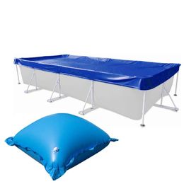 Abdeckplanen f&uuml;r Rechteckbecken in Blau mit Luftkissen - SET 600 x 300 cm mit 10 Luftkissen