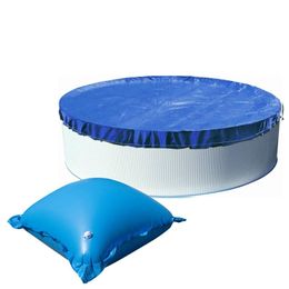 Abdeckplanen f&uuml;r Rundbecken in Blau mit Luftkissen - SET 400 cm mit 10 Luftkissen