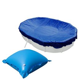 Abdeckplanen f&uuml;r Ovalbecken in Blau mit Luftkissen - SET 490 x 300 cm mit 11 Luftkissen