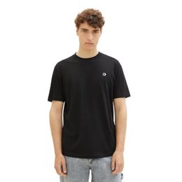 Tom Tailor Denim Herren Tom Tailor Denim Rundhalsshirt &raquo;Crewneck&laquo; mit kleinem Logo-Print schwarz XXL