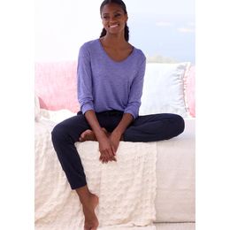 Vivance Dreams By Lascana Damen Vivance Dreams by Lascana Pyjama Set, 2 tlg. mit sch&ouml;nem Melangeeffekt lila 40/42
