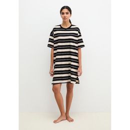 Marc O'Polo Marc O'polo Damen Marc O'Polo Nachthemd &raquo;Mix N Match Cotton&laquo; mit kurzen &Auml;rmeln und Rundhalsausschnitt, seitliche Schlitze schwarz-wei&szlig; S, N-Gr