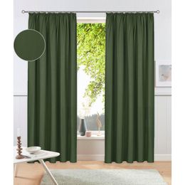 OTTO home Vorhang &raquo;Parry&laquo; Kr&auml;uselband 2 Stk. tlg. 2-er Set, blickdicht, monochrom, basic, einfarbig, Bestseller gr&uuml;n Polyester, Recyceltes Material 
