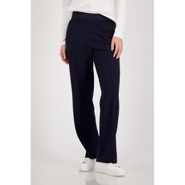monari Damen Jogger Pants &raquo;Basic Lurex&laquo; elastischer Bund mit Glitzerstreifen, Straight Fit blau 36, N-Gr