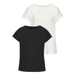 Vivance By Lascana Damen Vivance by Lascana T-Shirt aus luftiger Bio-Baumwoll-Qualit&auml;t schwarz-wei&szlig; 40/42