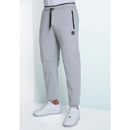 John Devin Herren Sweathose Jogginghose mit seitlichen Taschen und Bindeband aus Baumwoll-Mix grau L (52/54), N-Gr