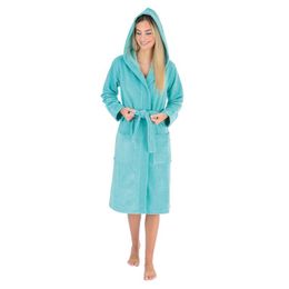 WEWO-Fashion Wewo fashion Damenbademantel &raquo;4110&laquo; 1 Stk. innen Naturfaser, au&szlig;en kuschelig blau Baumwoll-Mix L L: 110cm