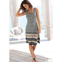 Buffalo Damen Jerseykleid mit Bindeband, sommerliches Tr&auml;gerkleid, Strandkleid schwarz-wei&szlig; 34, N-Gr