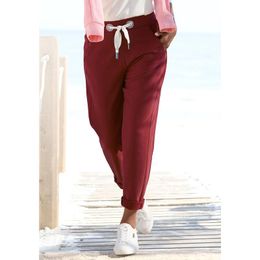 ELBSAND Damen Sweathose &raquo;Brinja&laquo; mit Taschen und breiten Kordeln, Jogginghose, l&auml;ssige Passform rot S (36), N-Gr