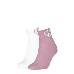 Calvin Klein Jeans Damen Kurzsocken &raquo;CKJ WOMEN QUARTER 2P MONOGRAM&laquo; 2 Paar, 2 Paar tlg. mit Logostickerei rosa 35-38