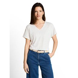 Tom Tailor Damen Tom Tailor V-Shirt im Loch/H&auml;kel-Design S