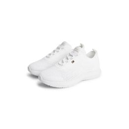 Tommy Hilfiger Damen Keilsneaker &raquo;TH KNIT RUNNER&laquo; Freizeitschuh, Halbschuh, Schn&uuml;rschuh mit Logoflaggen-Element wei&szlig; 36