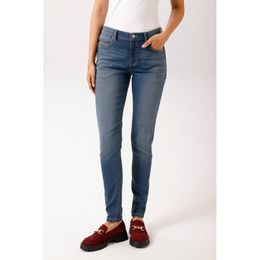 Aniston Casual Damen Aniston CASUAL Skinny-fit-Jeans in trendiger Used-Waschung - NEUE KOLLEKTION blau 44, N-Gr