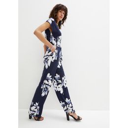 bonprix Damen bonprix Jumpsuit &raquo;Jumpsuit mit Bindeband&laquo; f&uuml;r eleganten Look, mit Bindeband zur Taillenanpassung blau 36/38 (S), N-Gr