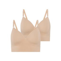 Jockey Damen Bralette &raquo;Seamfree Comfort&laquo; tiefer V-Ausschnitt, schmale Tr&auml;ger, ohne Seitenn&auml;hte beige M, N-Gr