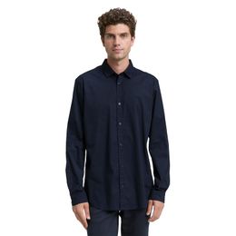 Tom Tailor Herren Tom Tailor Langarmhemd mit Elasthan blau S, N-Gr