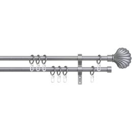 Indeko Gardinenstange &raquo;Volterra&laquo; &Oslash; 16 mm 2 l&auml;ufig-l&auml;ufig Fixma&szlig; Komplett-Set inkl. Ringen und Montagematerial silber Stahl B/L: 240cm &Oslash; 16mm, 1 Stk., 