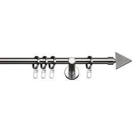 Indeko Gardinenstange &raquo;Prisma&laquo; &Oslash; 16 mm 1 l&auml;ufig-l&auml;ufig Fixma&szlig; Komplett-Set inkl. Ringen und Montagematerial silber Stahl B/L: 120cm &Oslash; 16mm, 1 Stk., 1 