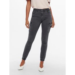 Only Damen Only Cargohose &raquo;ONLMISSOURI REG ANK CARGO PNT&laquo; kn&ouml;chellang mit elastischem Beinabschluss grau 40L, L&auml;nge 30