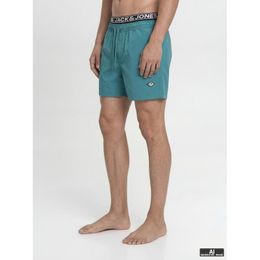 Jack & Jones Jack & Jones Herren Badeshorts &raquo;JPSTMAUI SURF DOUBLE WB SWIM SHORTS&laquo; Kunstfaser, Elastisches Taillenbund, Logo-Detail gr&uuml;n S, N-Gr