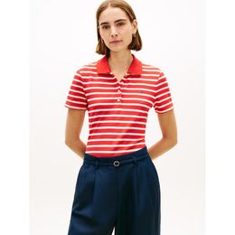 Tommy Hilfiger Damen Poloshirt &raquo;1985 Slim Fit Pique Premium&laquo; mit Logostickerei, Seitenschlitze rot L (42/44)