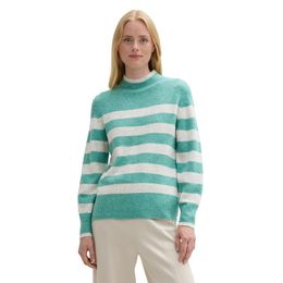 Tom Tailor Denim Damen Tom Tailor Denim Streifenpullover mit Stehkragen gr&uuml;n XXL (44)